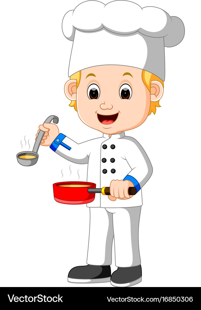 Cartoon chef with a ladle – Royalty-Free Vector | VectorStock