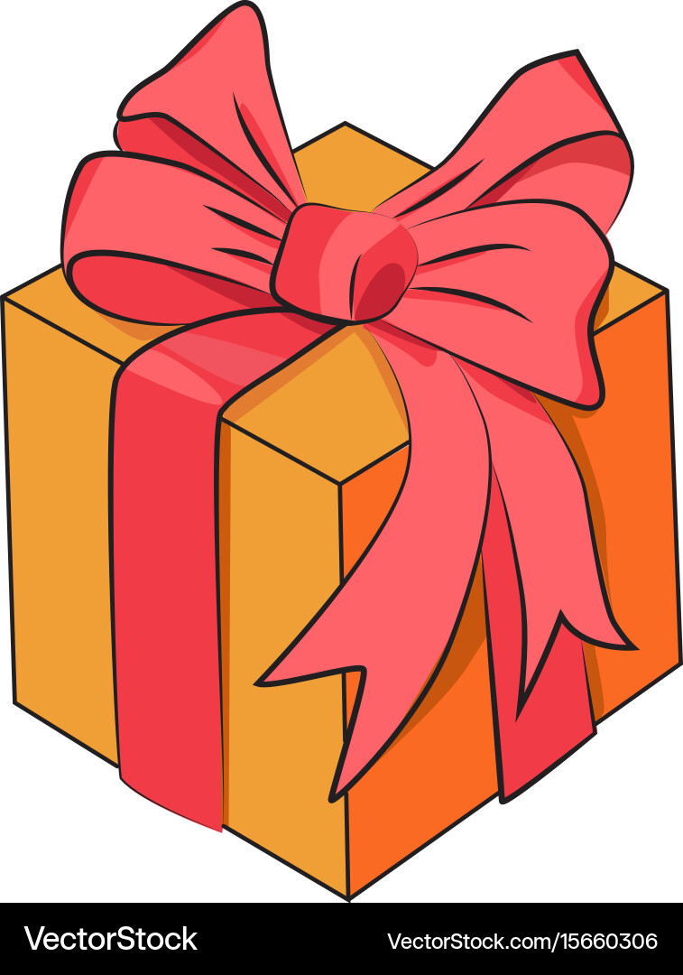 Cartoon image of gift box icon present symbol Vector Image
