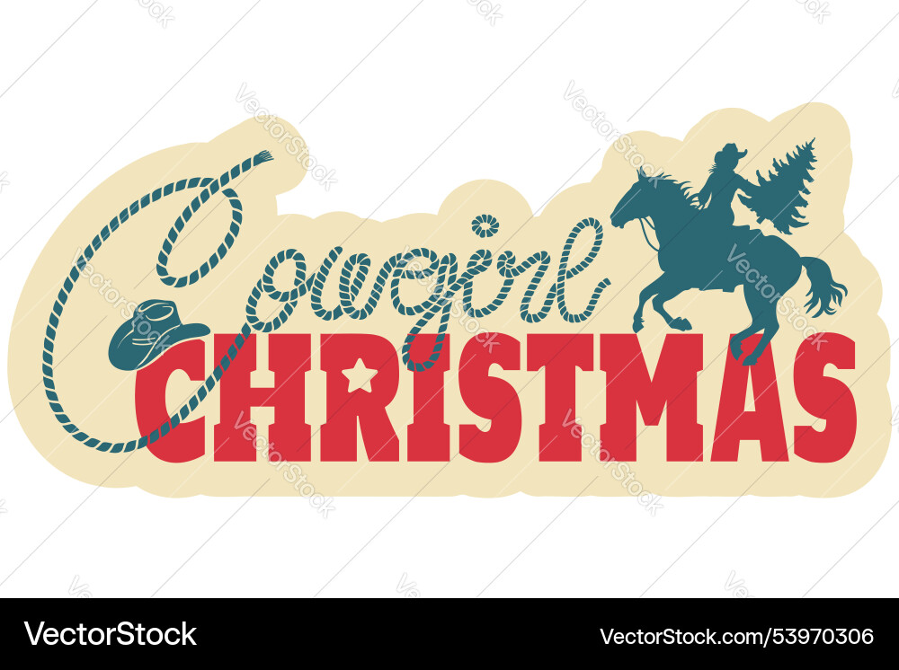 Cowgirl christmas printable Royalty Free Vector Image