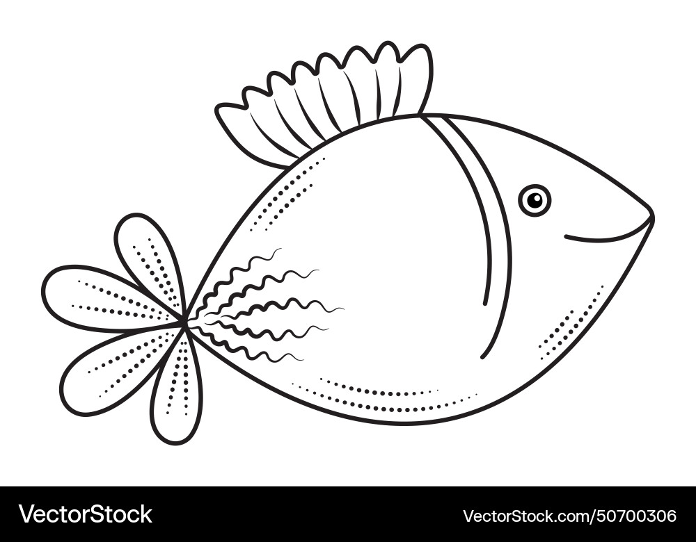 Cute fish black line Royalty Free Vector Image
