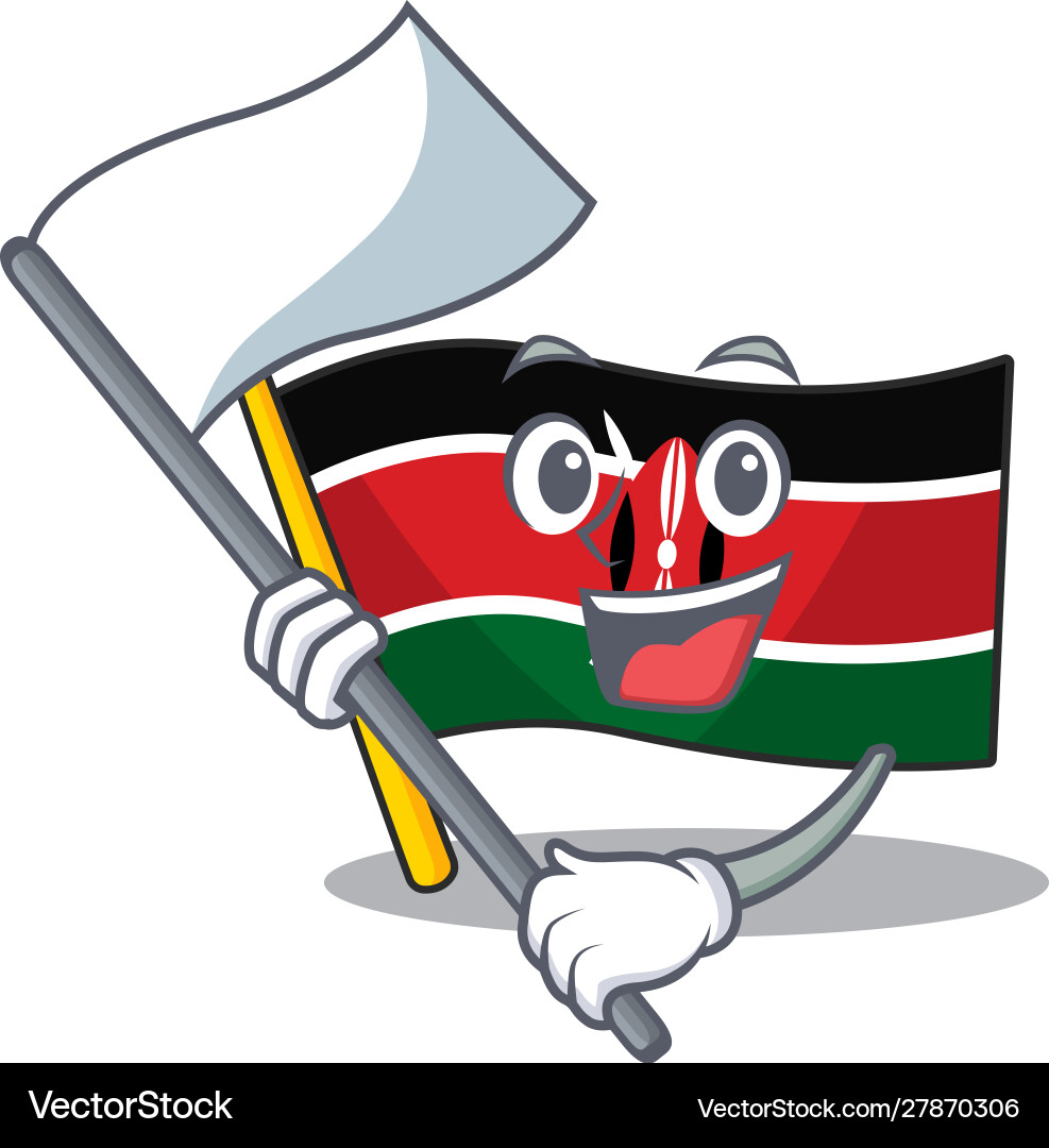 Cute flag kenya character smiley bring Royalty Free Vector