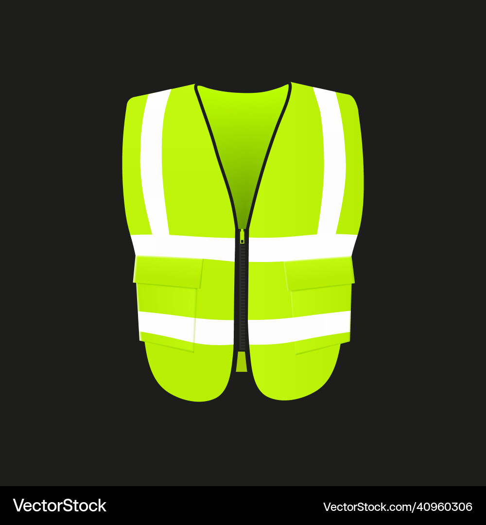 Green fluorescent safety vest reflective at night Vector Image
