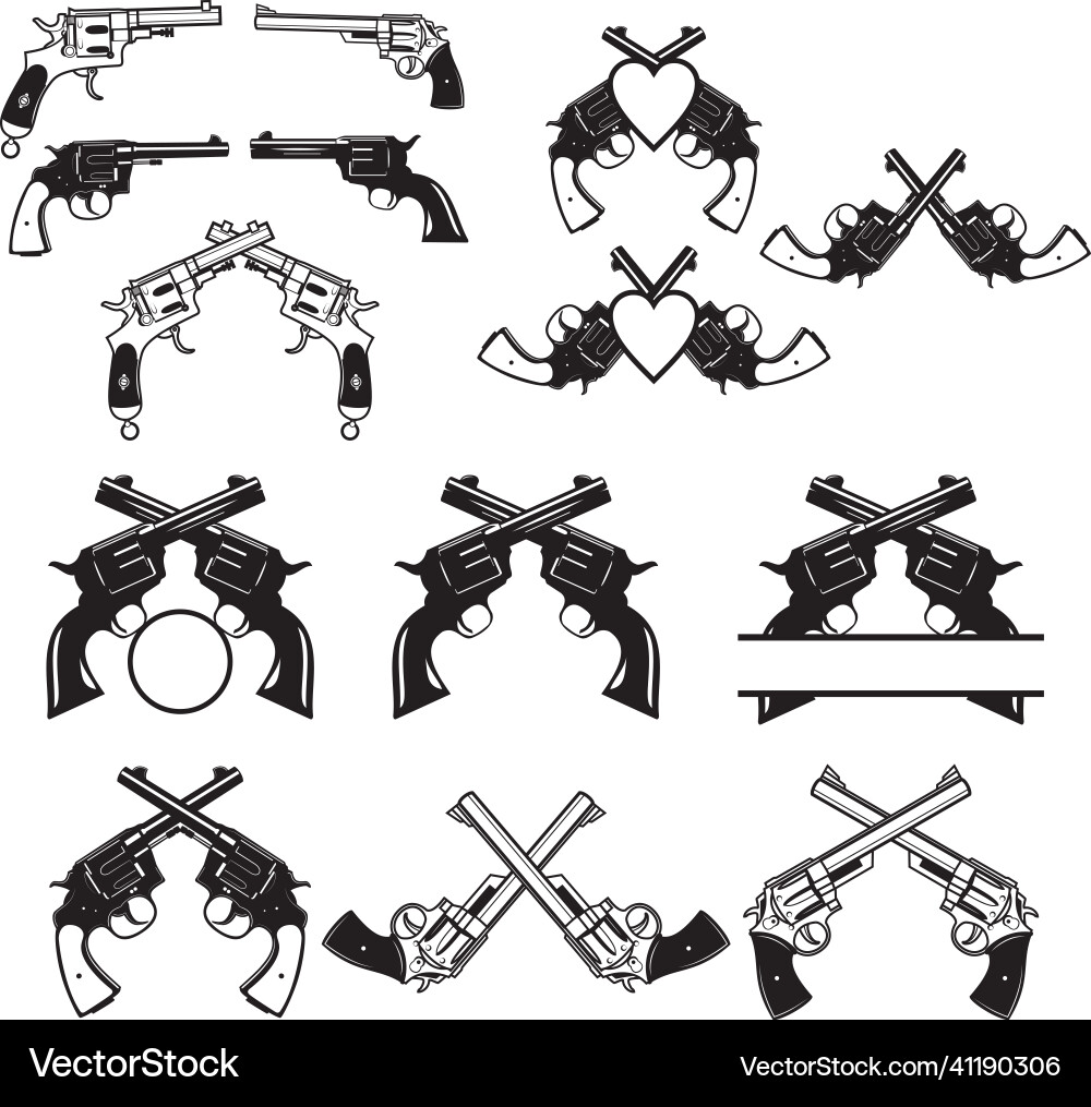 Gun Silhouettes und Pistol Graphics Lizenzfreier Vektor