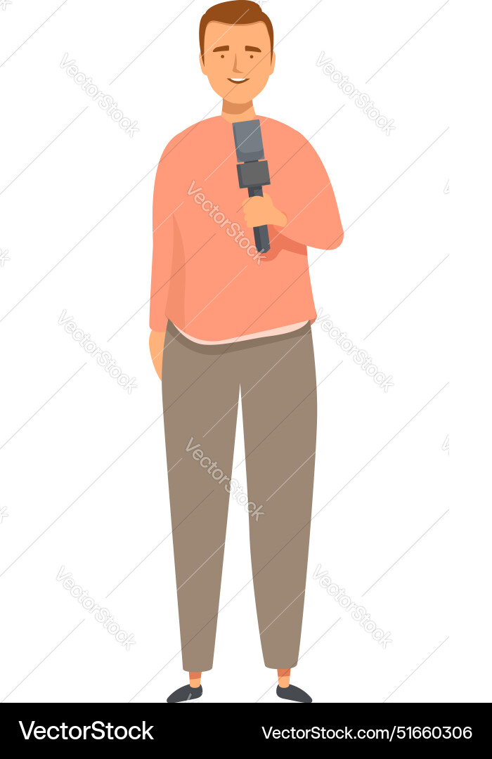 Journalist is standing and recording an interview Vector Image