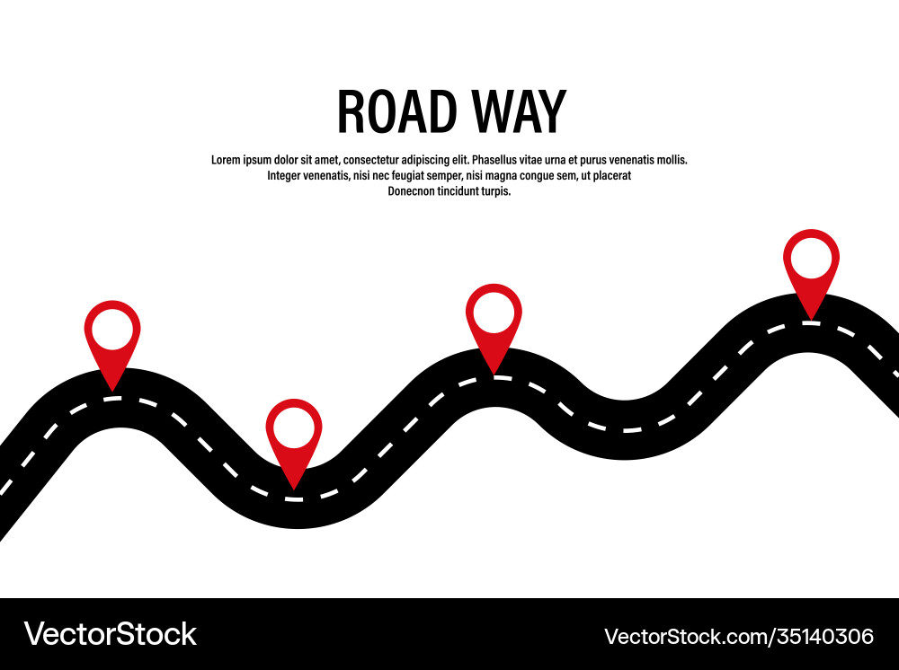 Roadway Route Concept - Directional Infographic Vector Image