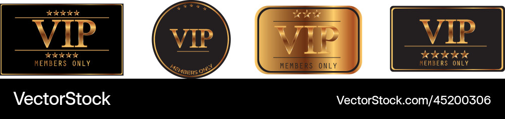 Vip members only sticker golden Royalty Free Vector Image