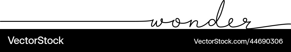Wonder word - continuous one line Royalty Free Vector Image