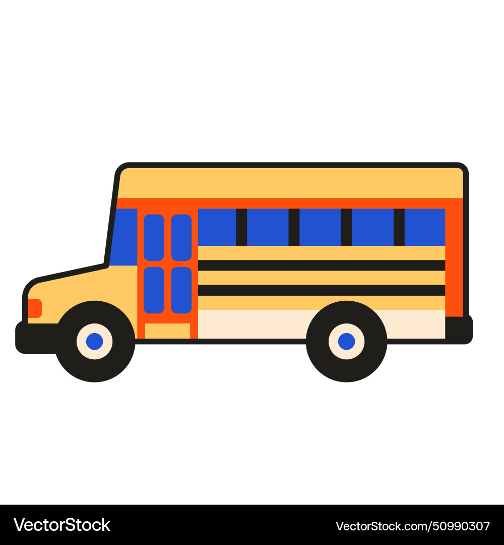 American yellow school bus icon in flat design Vector Image