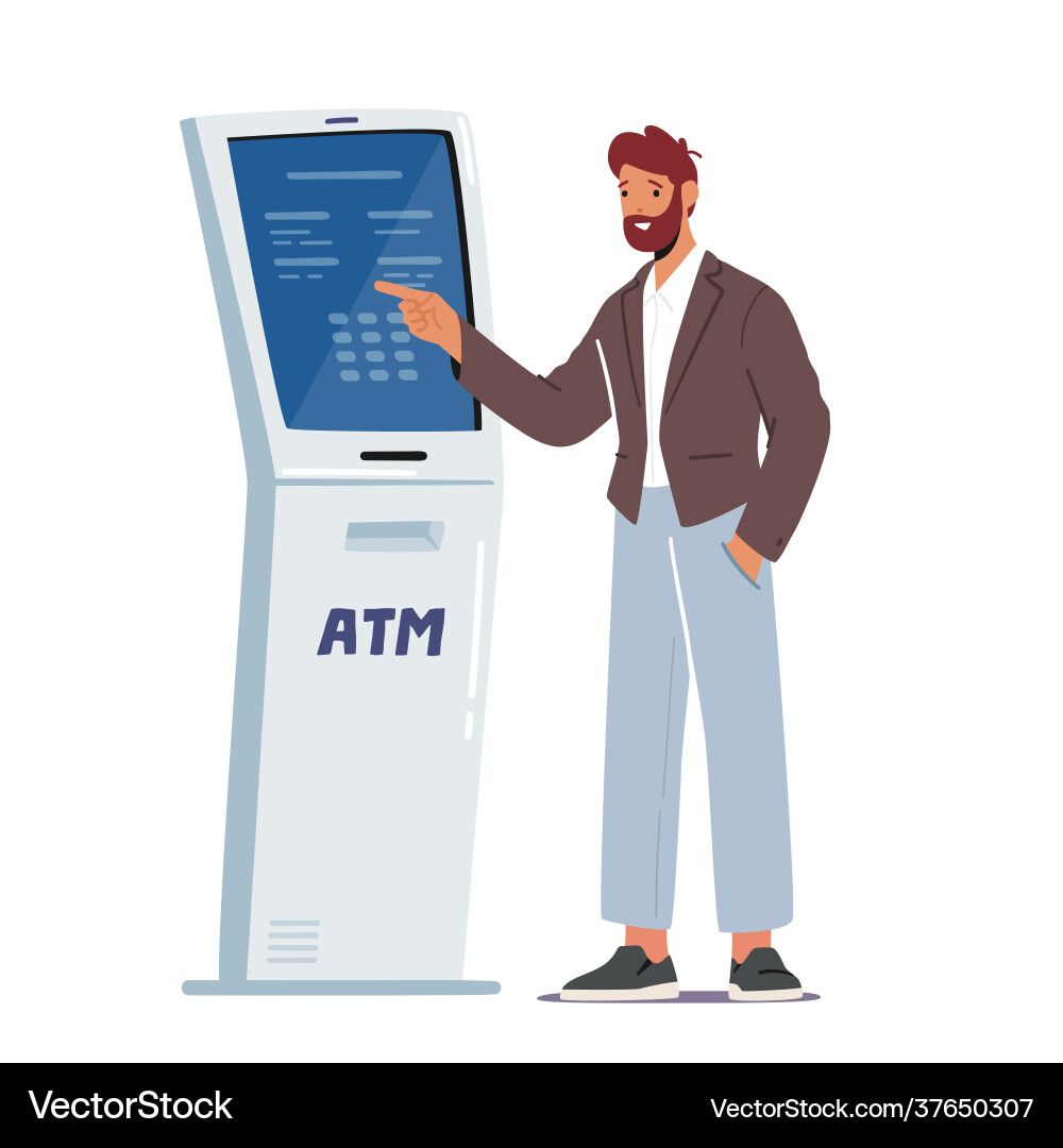 Banking transaction service man insert password Vector Image