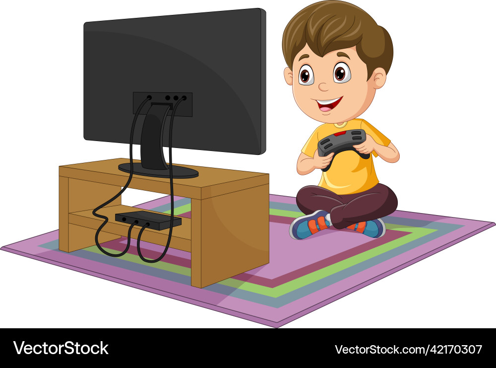Vector Illustration Of Kids Playing Video Game Vector Kids Playing