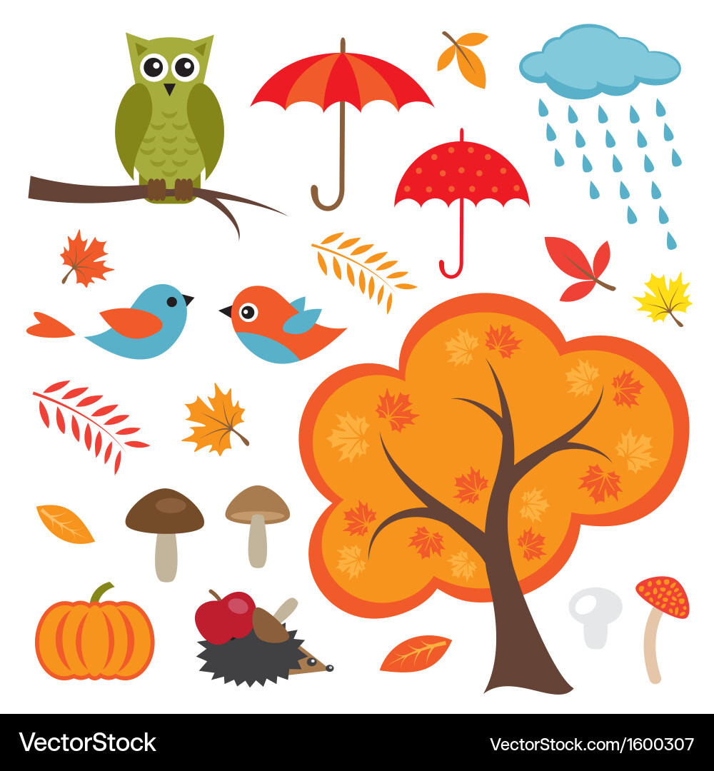 Colorful autumn set Royalty Free Vector Image - VectorStock