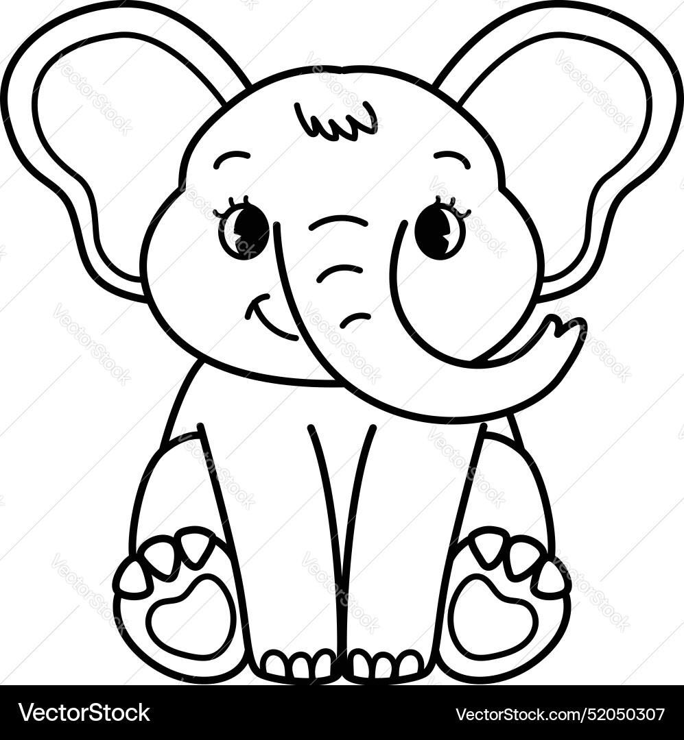 Cute baby elephant Royalty Free Vector Image - VectorStock