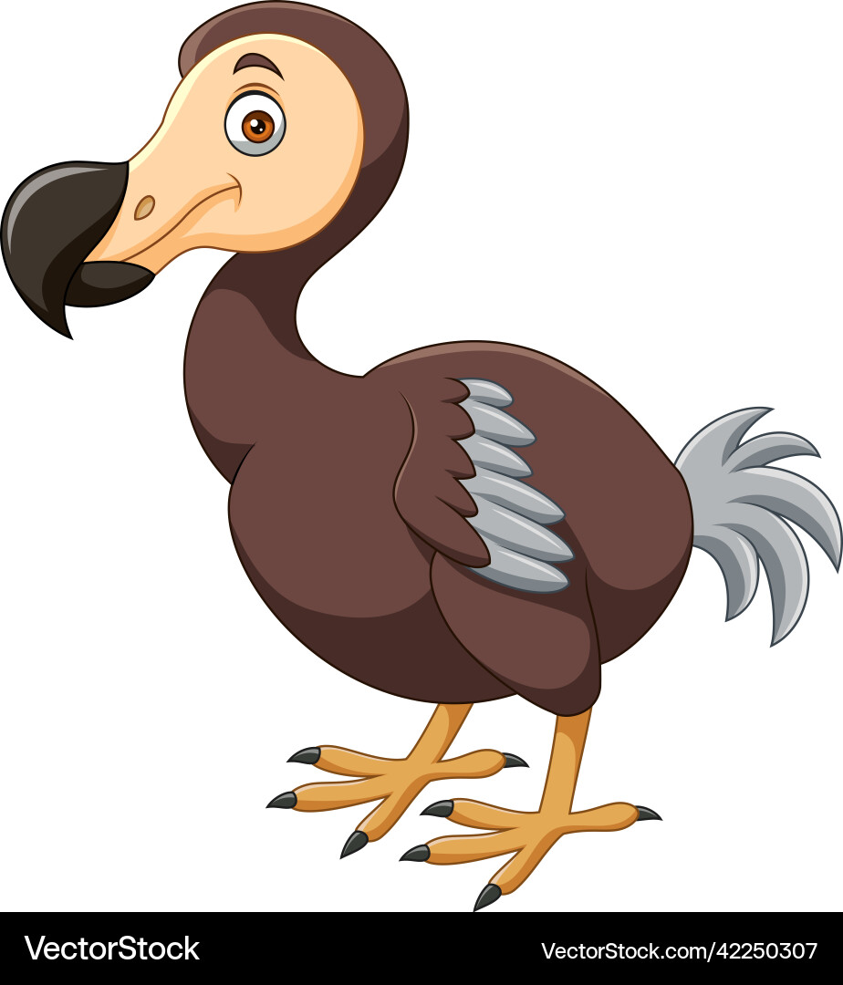 Cute dodo bird cartoon on white background Vector Image