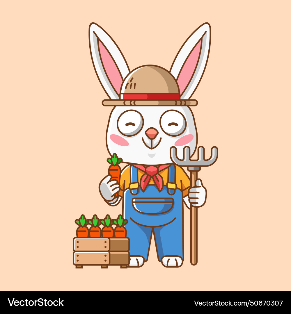 Cute rabbit farmers harvest fruit and vegetables Vector Image
