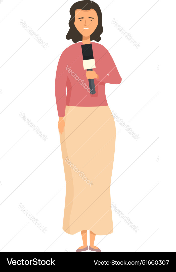 Female journalist holding microphone reporting Vector Image