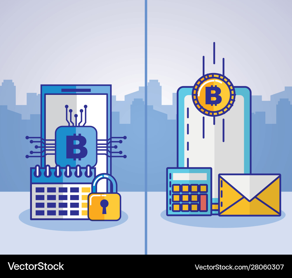 Financial technology with smartphone icon Vector Image