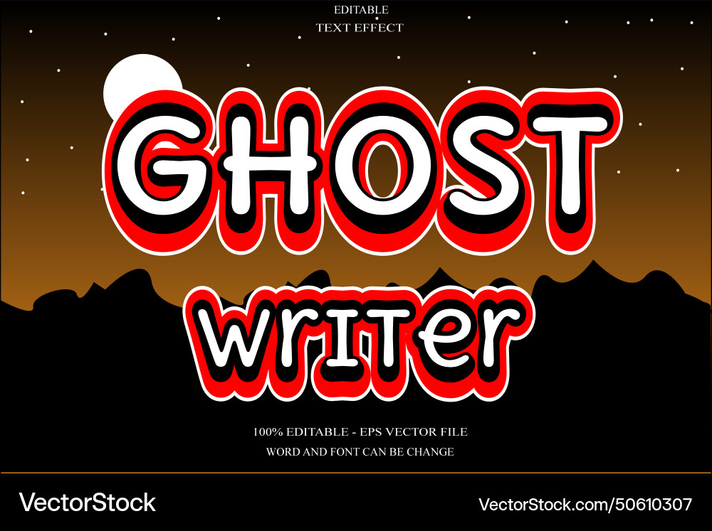 Ghost writer editable text effect Royalty Free Vector Image