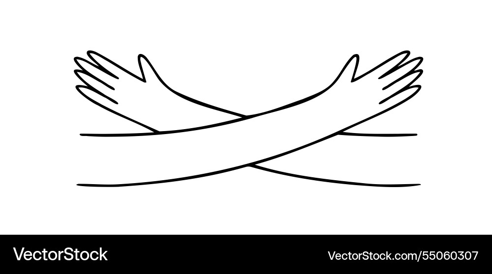 Hugging hands doodle hand drawn icon embrace arms Vector Image