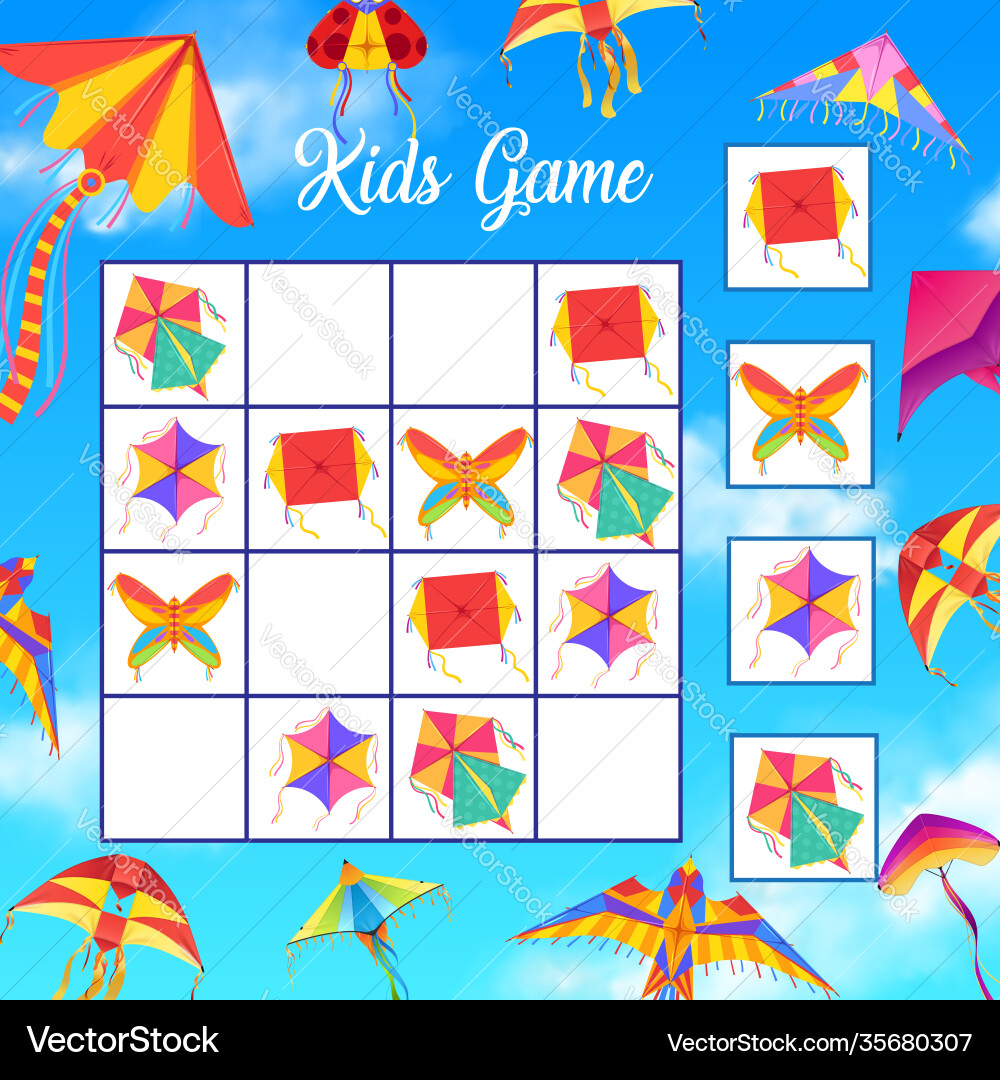 Kids Kite Puzzle Game Royalty Free Vector Image