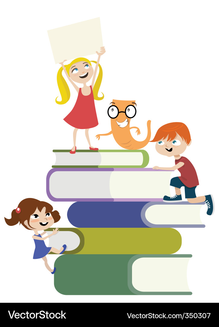 Kids on the books Royalty Free Vector Image - VectorStock