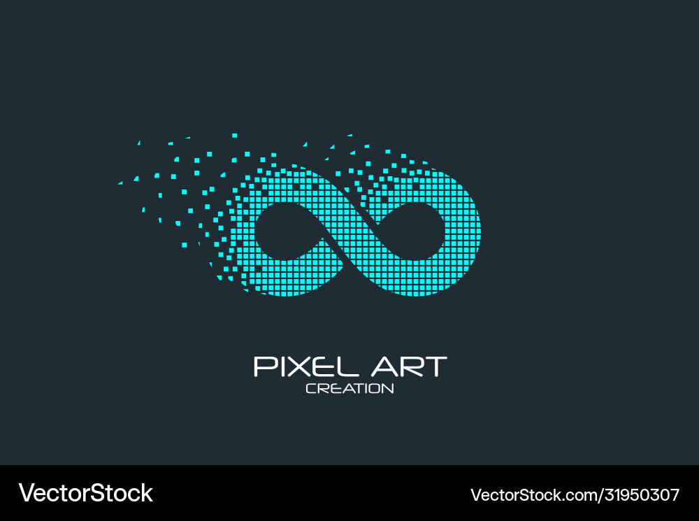 Pixel art infinity logo Royalty Free Vector Image