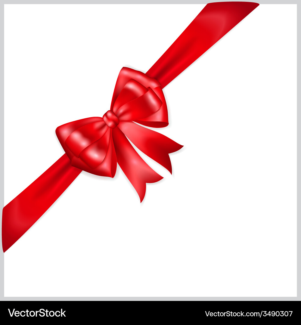 Red bow with diagonally ribbon Royalty Free Vector Image