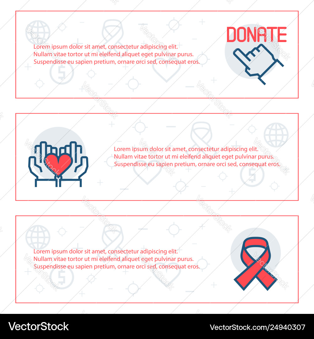 Simple banners set charity sponsorshipdonation Vector Image