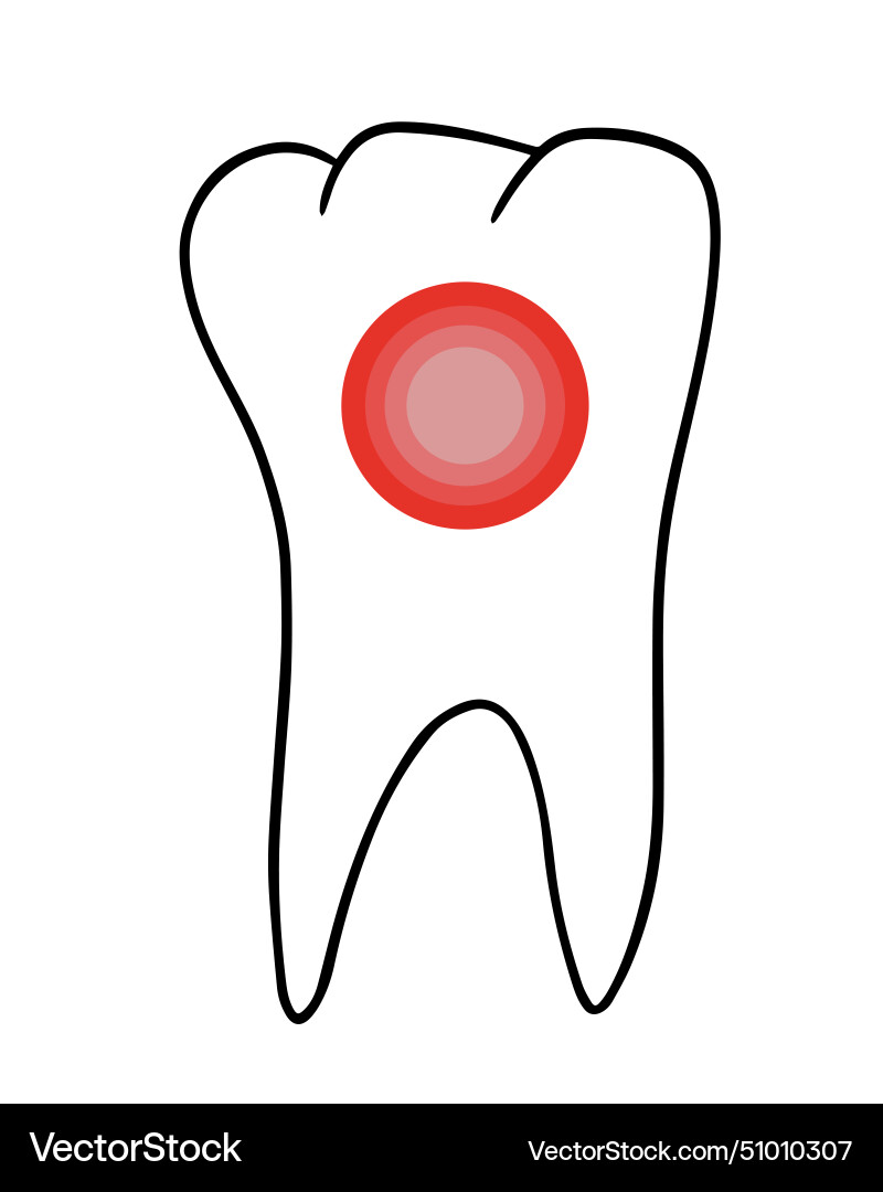 Toothache outline drawing of a tooth Royalty Free Vector