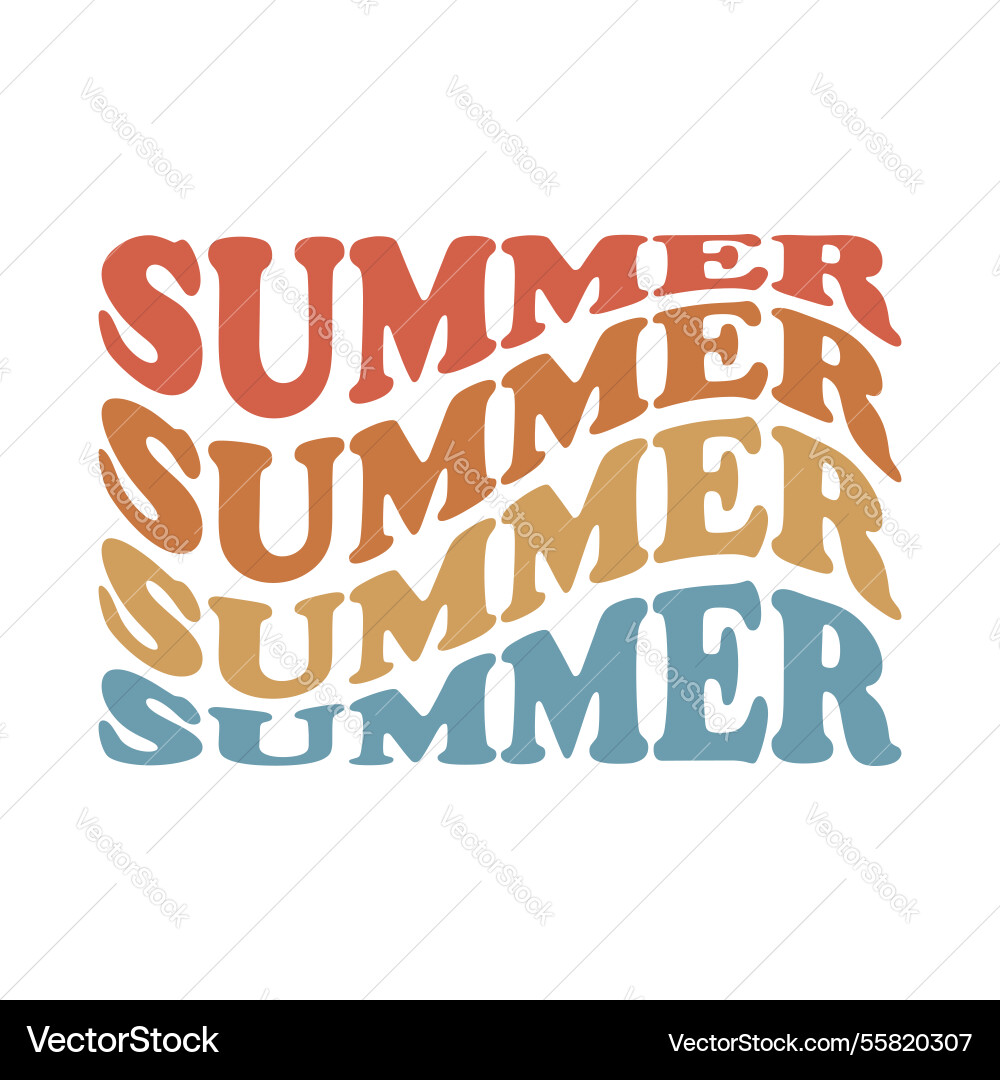 Wavy summer lettering design Royalty Free Vector Image