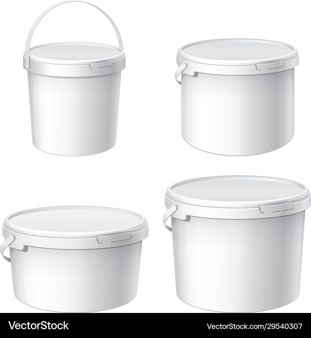 White Plastic Buckets - Set Royalty Free Vector Image