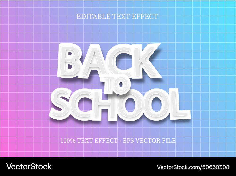 Back to school text effect modern style Royalty Free Vector