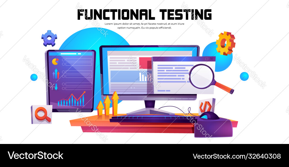 Cartoon banner function test Royalty Free Vector Image