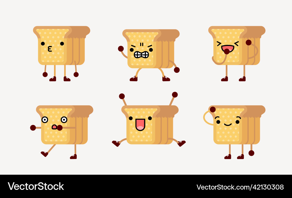 Collection of cute bread character mascot Vector Image
