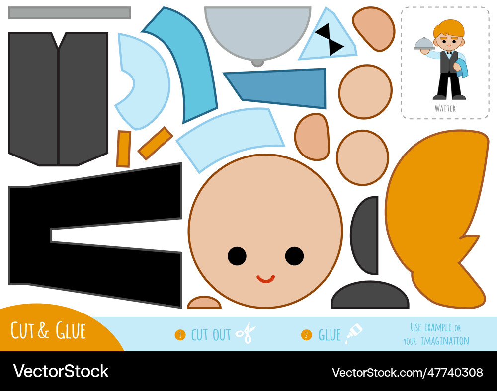 Education paper game for children waiter Vector Image