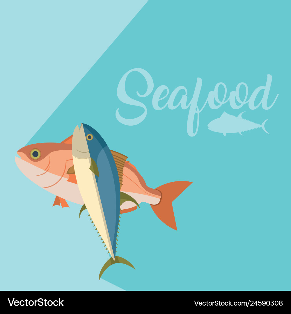 Fishes fresh seafood Royalty Free Vector Image