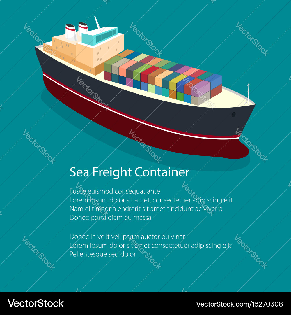 Flyer isometric container ship Royalty Free Vector Image
