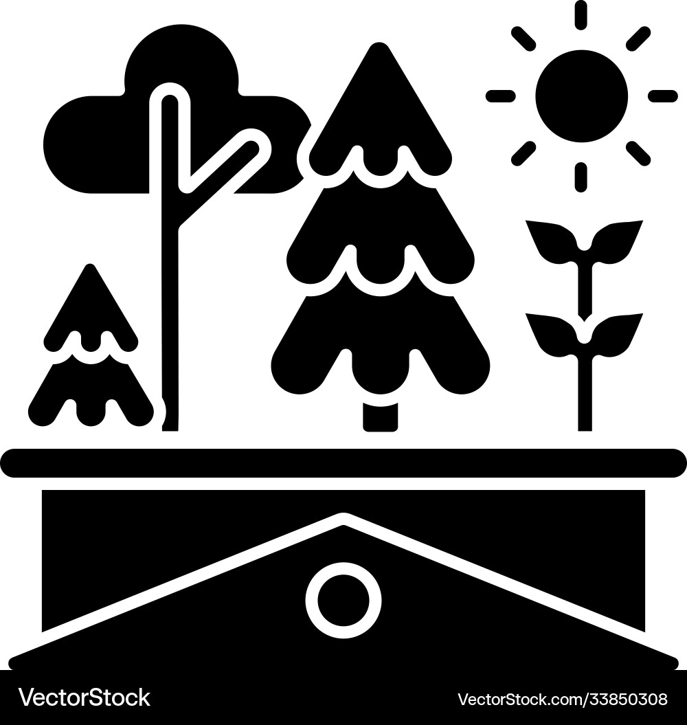 Green roof black glyph icon Royalty Free Vector Image