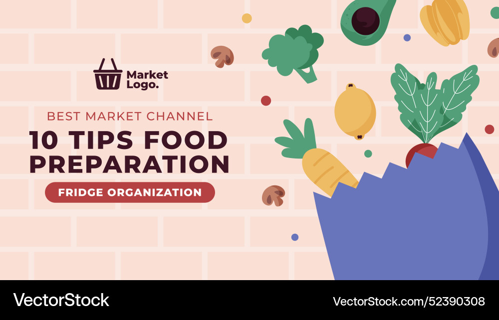 Hand drawn supermarket youtube thumbnail template Vector Image