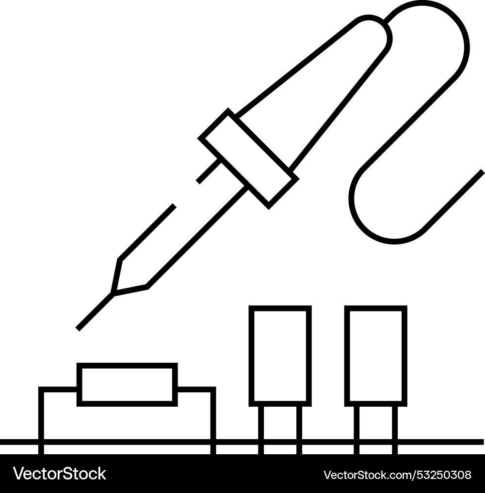 Iron solder soldering line icon Royalty Free Vector Image