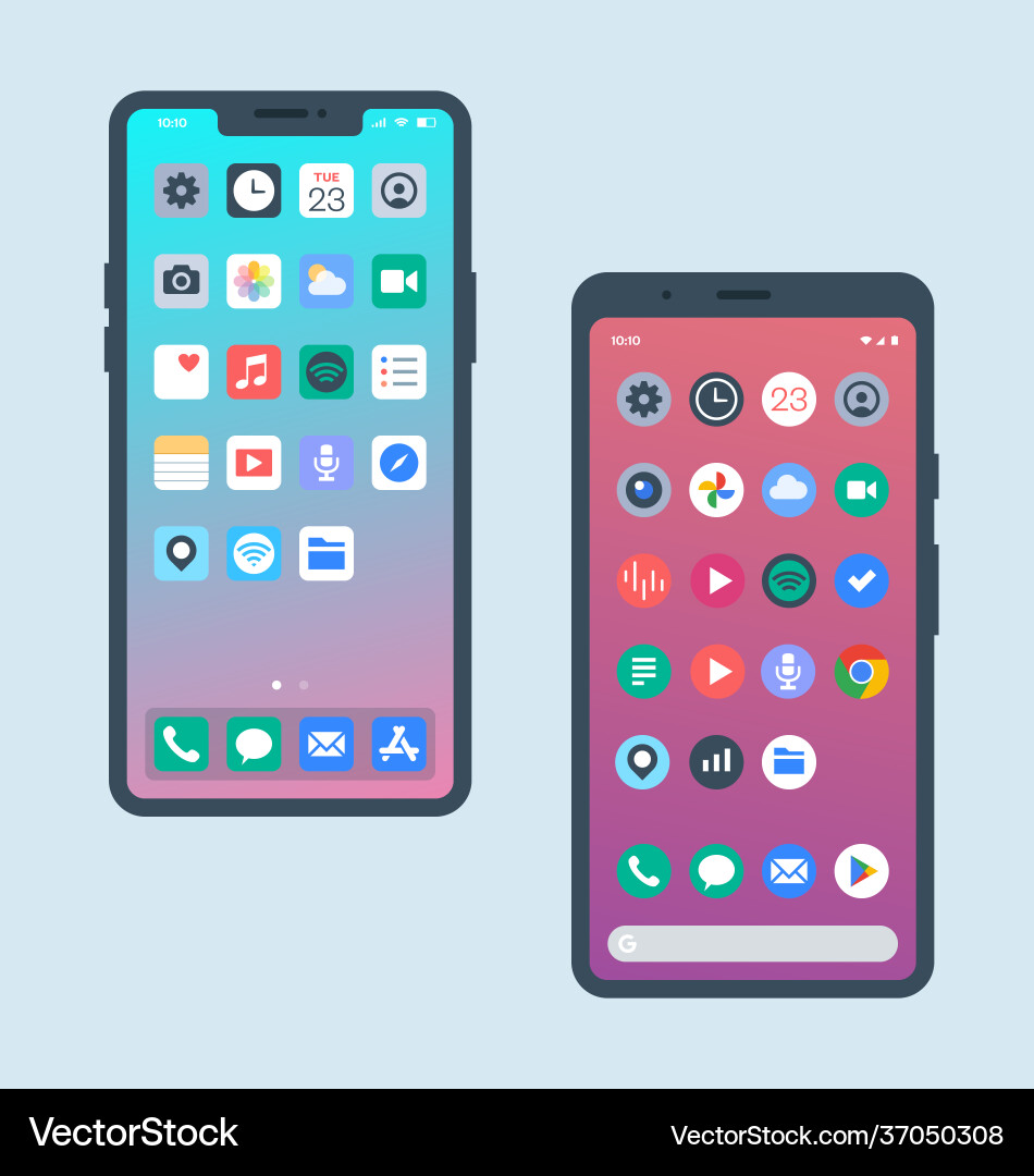 Mobile Phone UI Mockups Royalty Free Vector Image