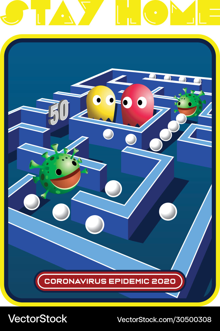 Pac-Man Coronavirus Lockdown Royalty Free Vector Image