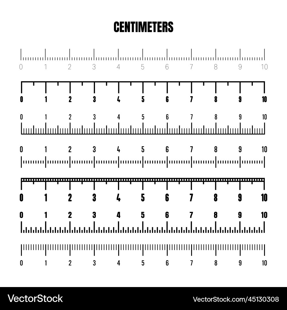 Realistic black centimeter scale for measuring Vector Image