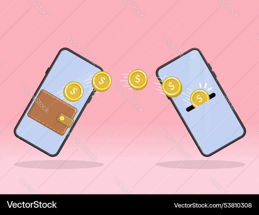 Smartphone money saving online banking deposit Vector Image