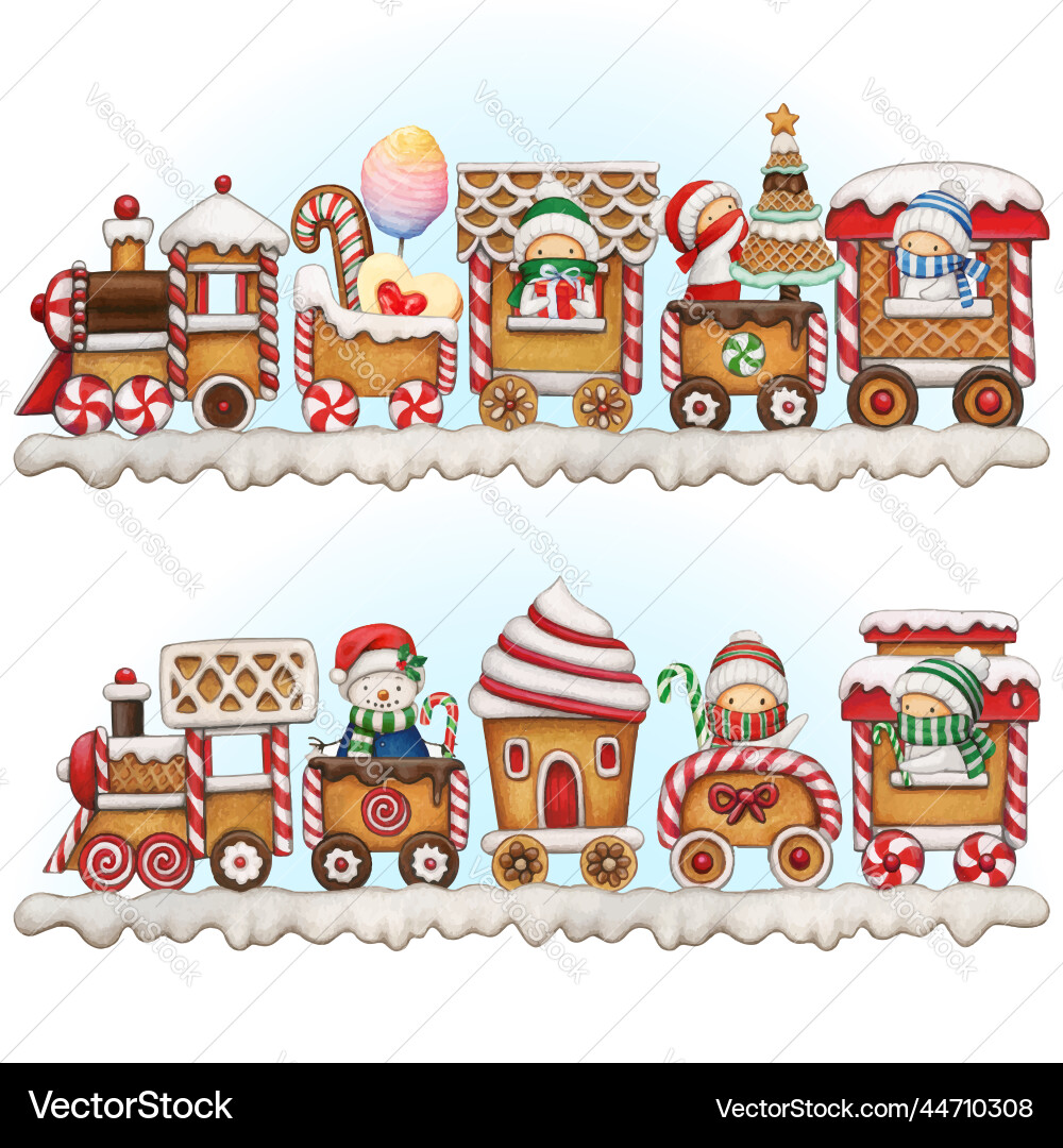 Watercolor Gingerbread Train Royalty Free Vector Image