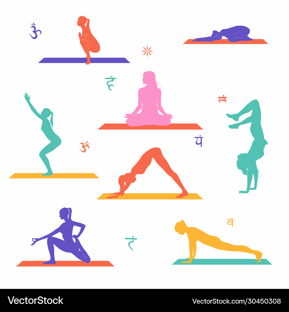 Yoga poses Royalty Free Vector Image - VectorStock