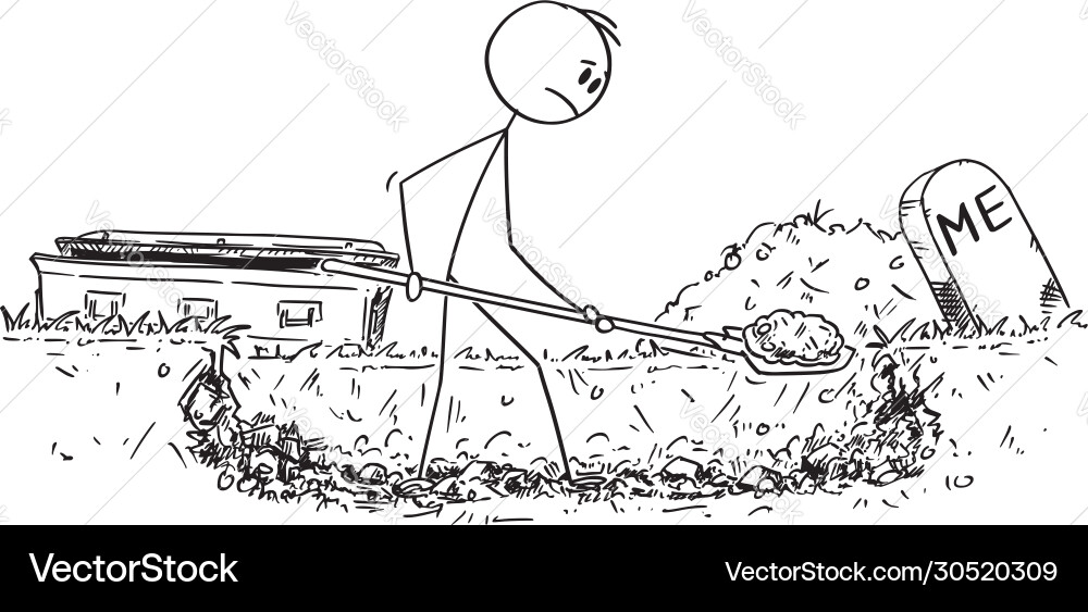 Cartoon man digging his own grave Royalty Free Vector Image Cartoon man digging his own grave Royalty Free Vector Image
