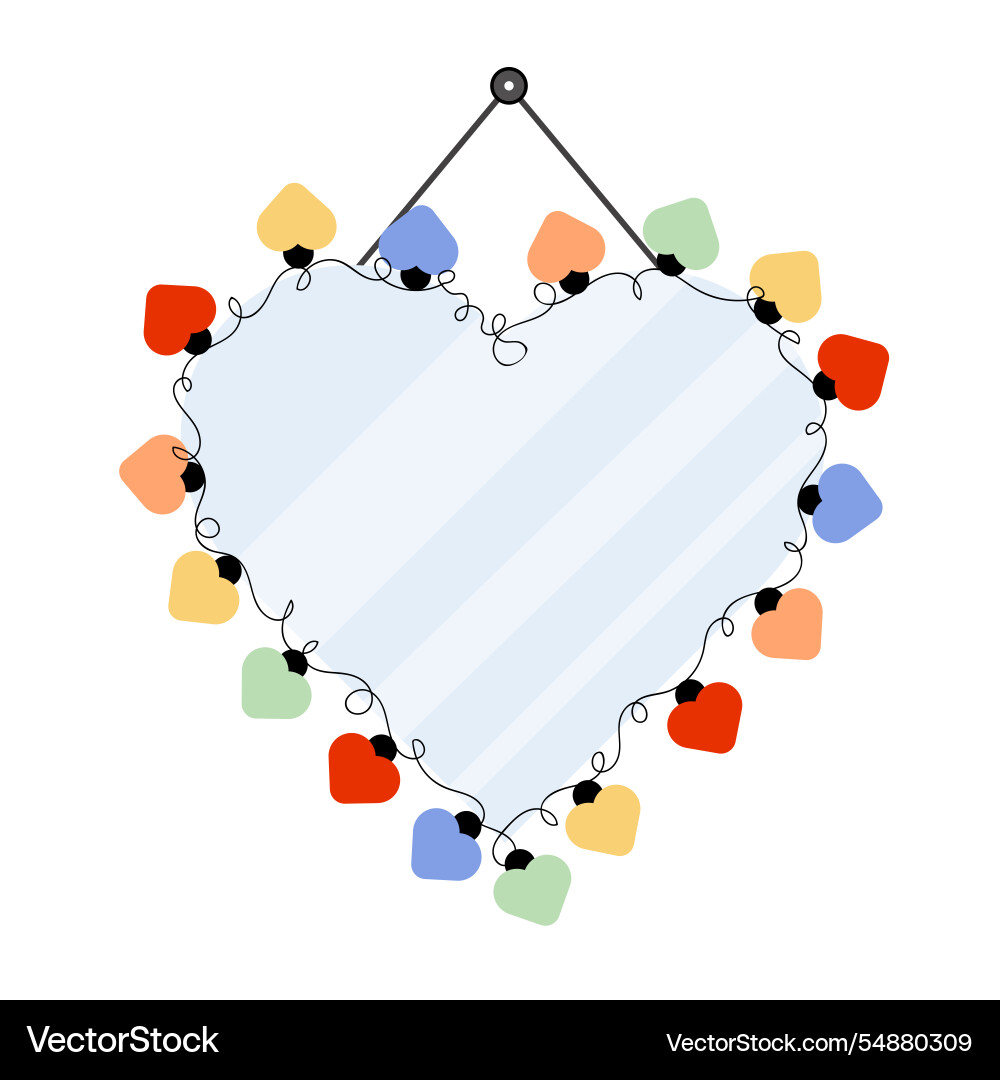 Cute heart shaped wall mirror Royalty Free Vector Image