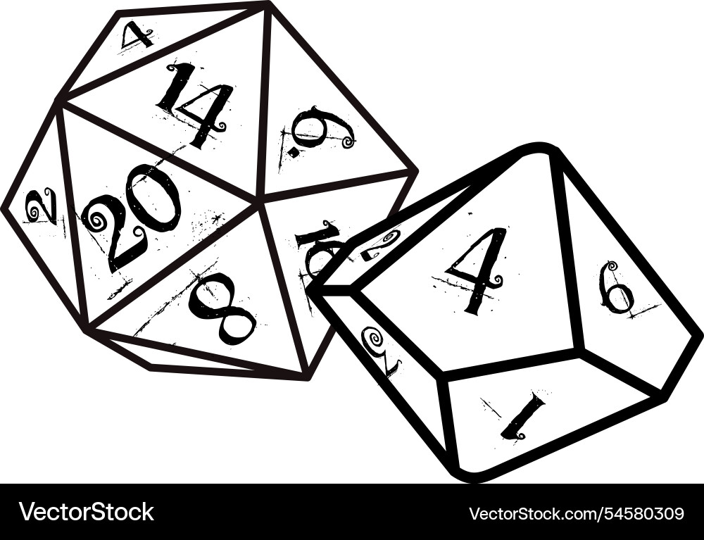 Dice d20 rpg Royalty Free Vector Image - VectorStock
