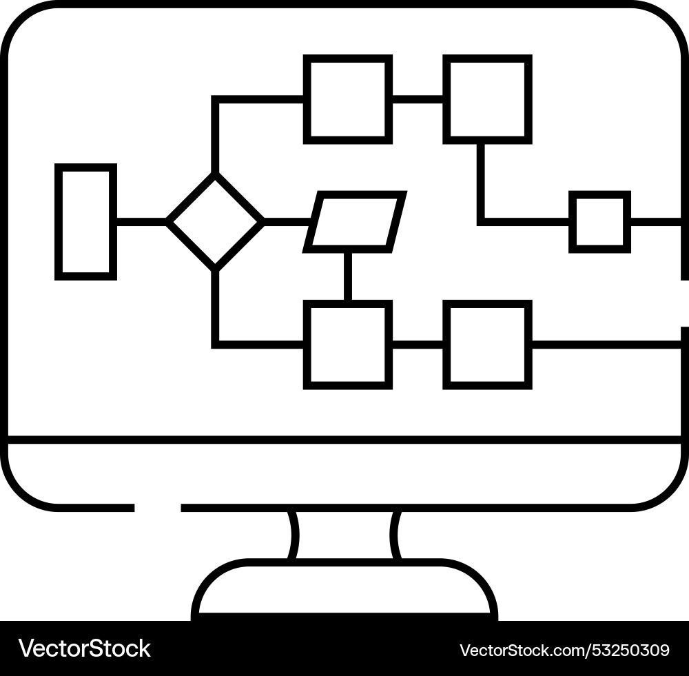 Electrical circuit computer screen line icon Vector Image