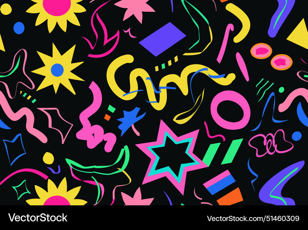 Fun shapes children seamless pattern flower Vector Image